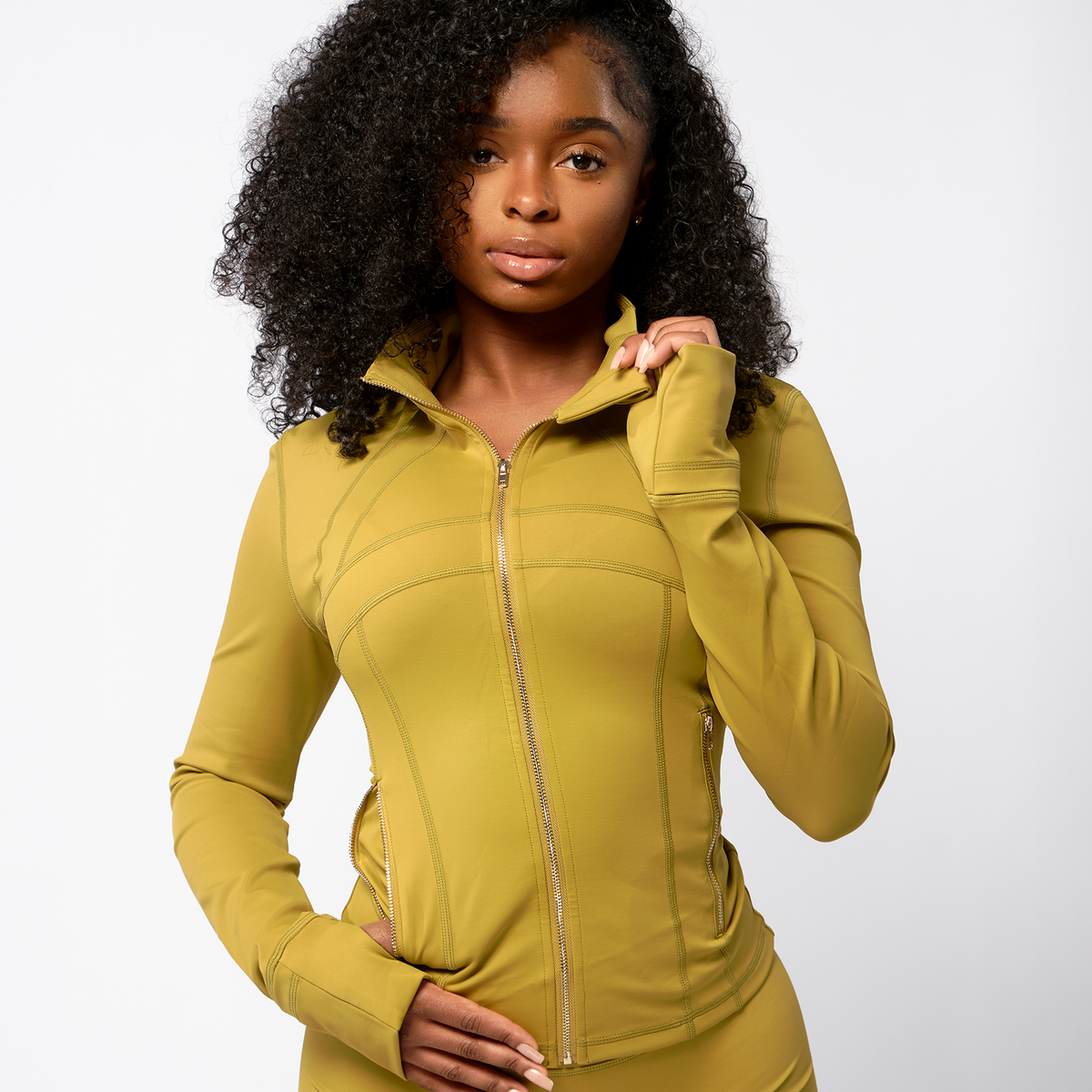 Shape Jacket & Shorts Set (Avocado Green & Gold Zipper) – mara mma clothing