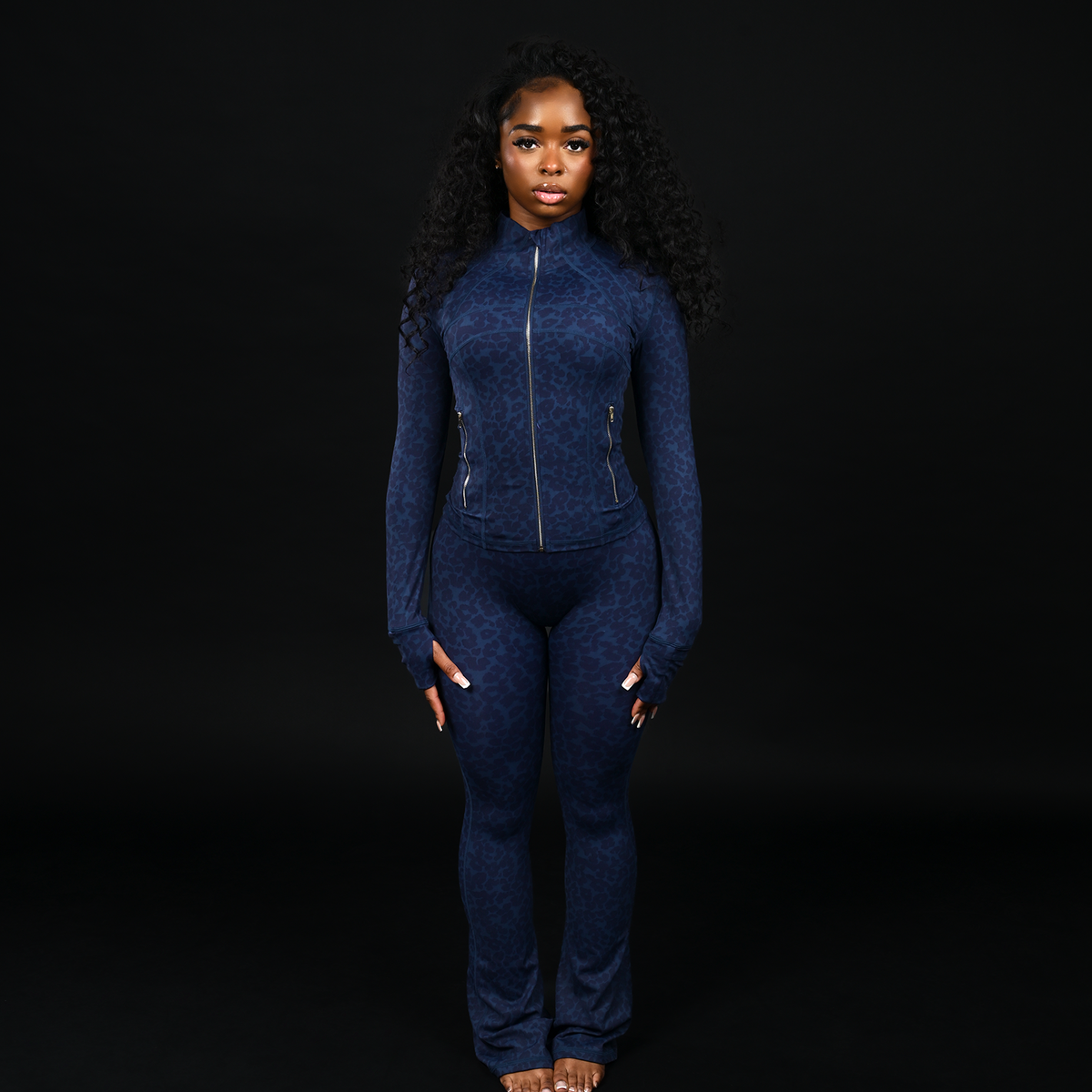 PREORDER RESTOCK Shape Jacket & Flare Pants(Navy Blue Leopard) 4 WEEKS ...