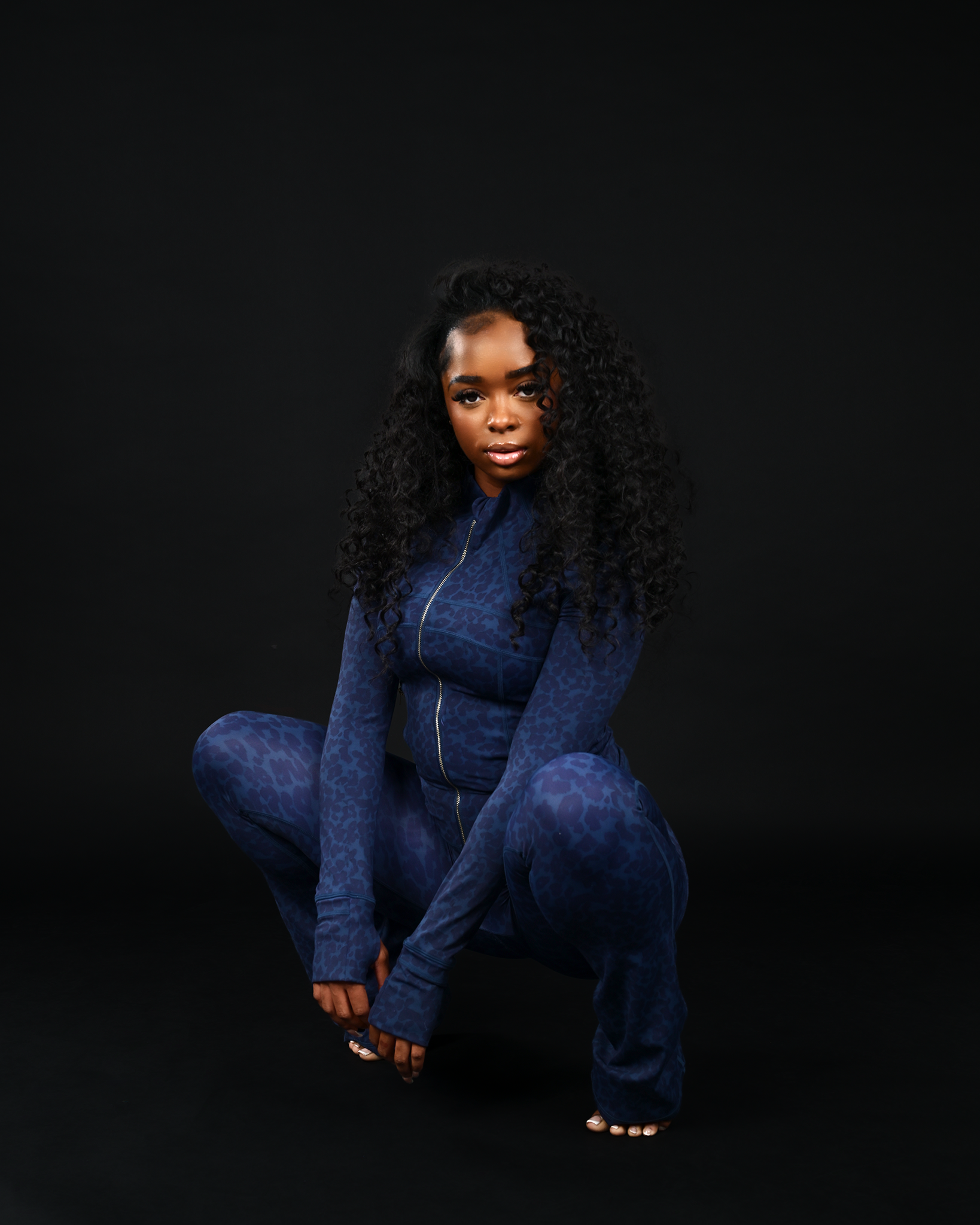 PREORDER RESTOCK Shape Jacket & Flare Pants(Navy Blue Leopard) 4 WEEKS ...